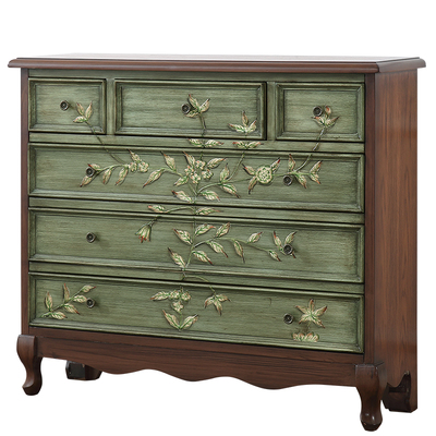 地中海彩绘六斗柜客厅装饰玄关柜