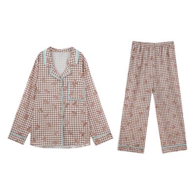 ALIN大码家居微胖mm卡通小熊睡衣女秋冬200斤宽松长袖纯棉家居服