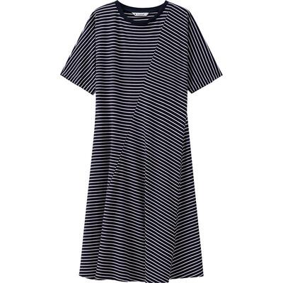 播商场同款黑白条纹航海系连衣裙女夏新款休闲T恤裙BDS2LD2472