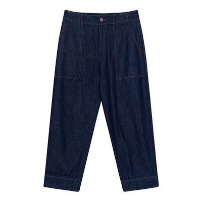 blueerdos棉麻混纺九分牛仔裤