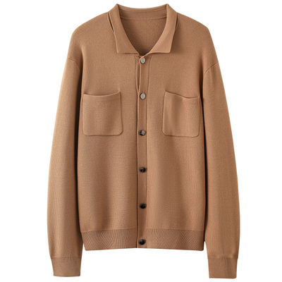 羊毛翻领开衫男士秋冬保暖