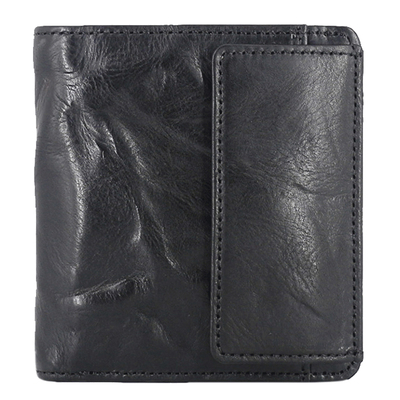 头层牛皮皱褶扣式多卡位小钱包