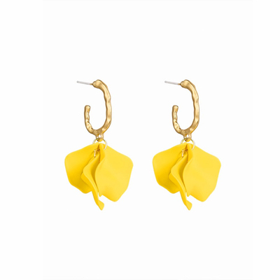 黄色花朵耳环女2025新款爆款