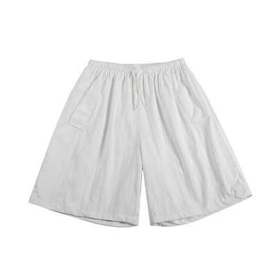 NOEARS日系春夏宽松直筒垂感五分裤休闲宽松白色抽绳松紧运动短裤