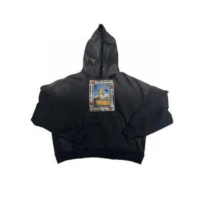 现货Paly Hollywood好莱坞洗水做旧破坏连帽卫衣宽松休闲帽衫男女