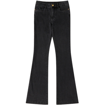 CNC女装黑色微喇叭牛仔裤