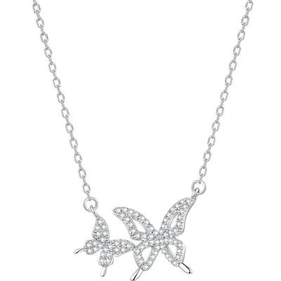 GlamEver镂空拼接梦蝶吊坠项链