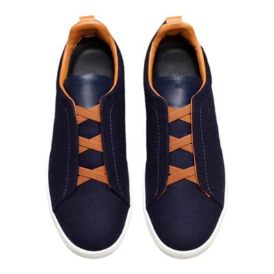 z家反绒皮休闲鞋交叉松紧带板鞋