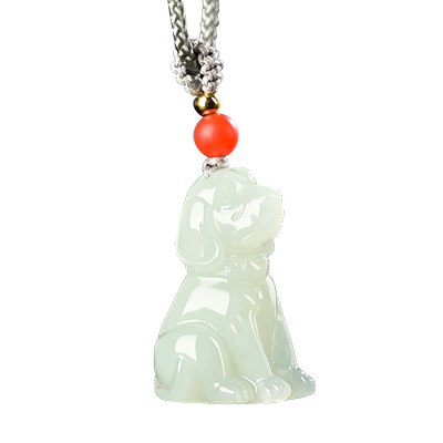 和田玉羊脂白玉生肖玉石狗吊坠女