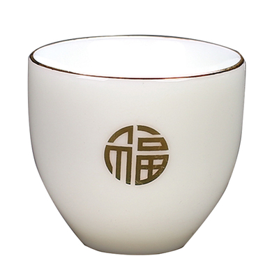 羊脂玉单个小茶杯陶瓷品茗主人杯