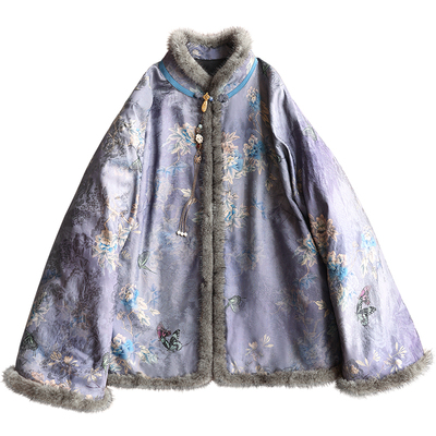 云澍原创新中式国风水貂毛领上衣