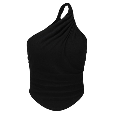 OUDE WAAG 亲肤柔软弹性不对称单肩纽结女士背心