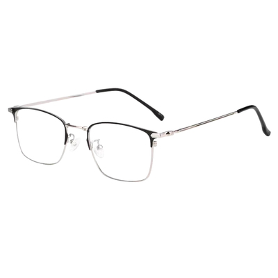 西装商务半框近视眼镜斯文理工男