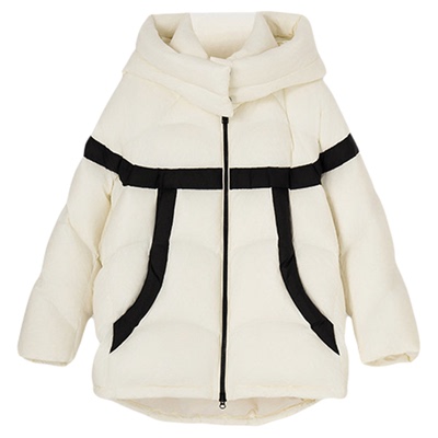 【滑雪系列】HPLY荷比俪2025冬新款廓形慵懒拼条连帽鹅绒羽绒服