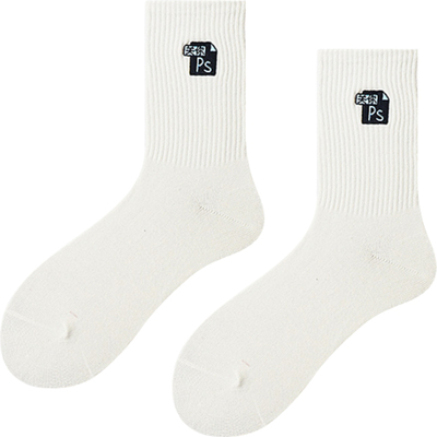 刺绣春秋款男女中长筒袜子小花潮