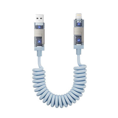 忆捷适用于车载CarPlay投屏充电器线四合一弹簧快充数据线自带香薰汽车机导航互联苹果小米华为Hicar