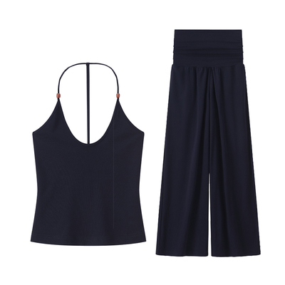 ZzZHANG莱赛尔休闲吊带长裤套装