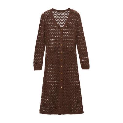 iammix27中长款镂空针织开衫女