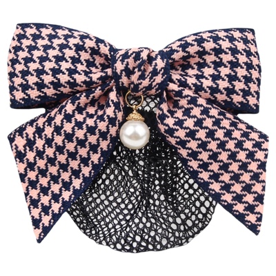 甜美格子盘发网兜头花