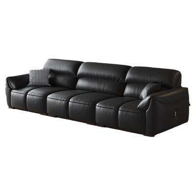 DDC全青皮大象耳朵黑色真皮沙发