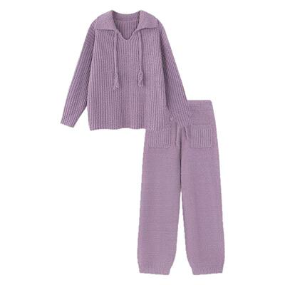 半边绒睡衣女秋冬款加厚加绒保暖