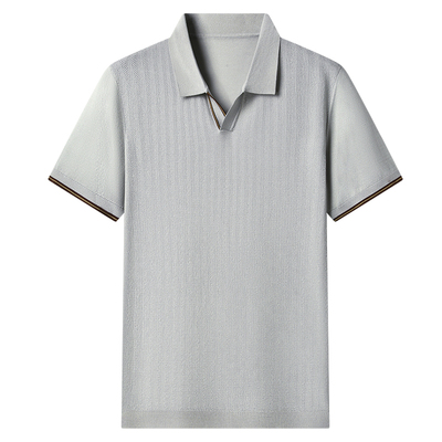 恒源祥桑蚕丝海鸥领针织POLO衫男