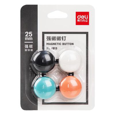 得力磁白板磁铁吸贴黑板磁铁贴教具磁力强磁磁钉彩色吸铁石教学用