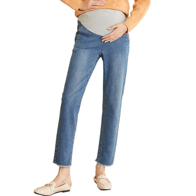 费雪孕妇裤夏季天丝牛仔九分裤