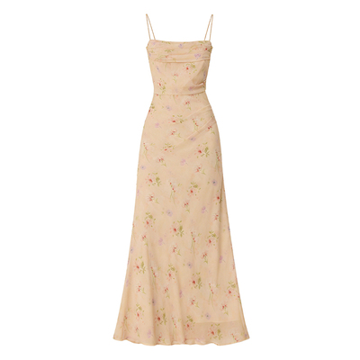 DPLAY法式印花吊带连衣裙新款