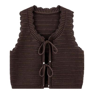 【商场同款】乐町针织钩花背心女春季新款系带针织开衫C1EFG1427