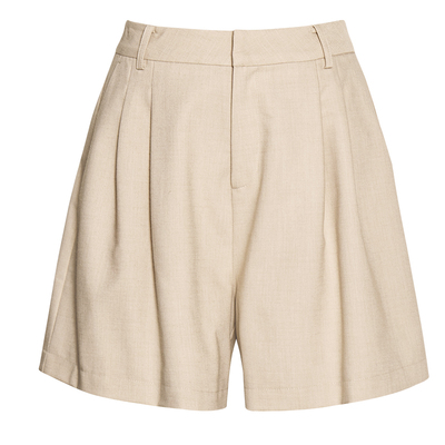 罗衣气质卡其色宽松亚麻短裤