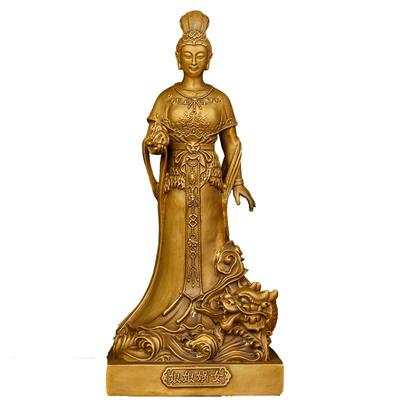 人王伏羲站女娲铜像摆件黄铜