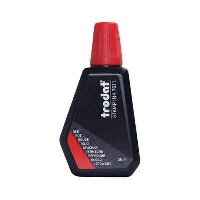 Trodat卓达7011回墨红色印油墨盒翻转印章黑色补充液4642印台