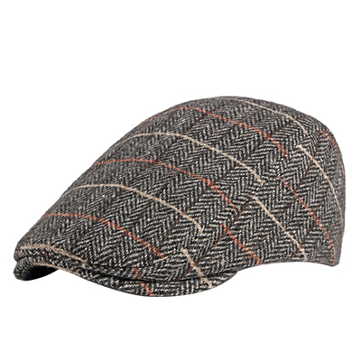 加厚英伦格纹复古毛呢贝雷帽