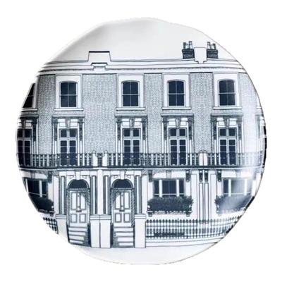 手作海底世界盘子.粗陶青花盘早餐盘家用菜盘复古/出丹麦