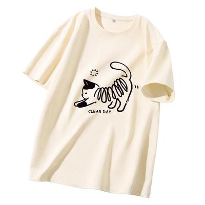 KWV真维斯杏色纯棉宽松短袖t恤女2025新款爆款上衣女夏日ootd穿搭