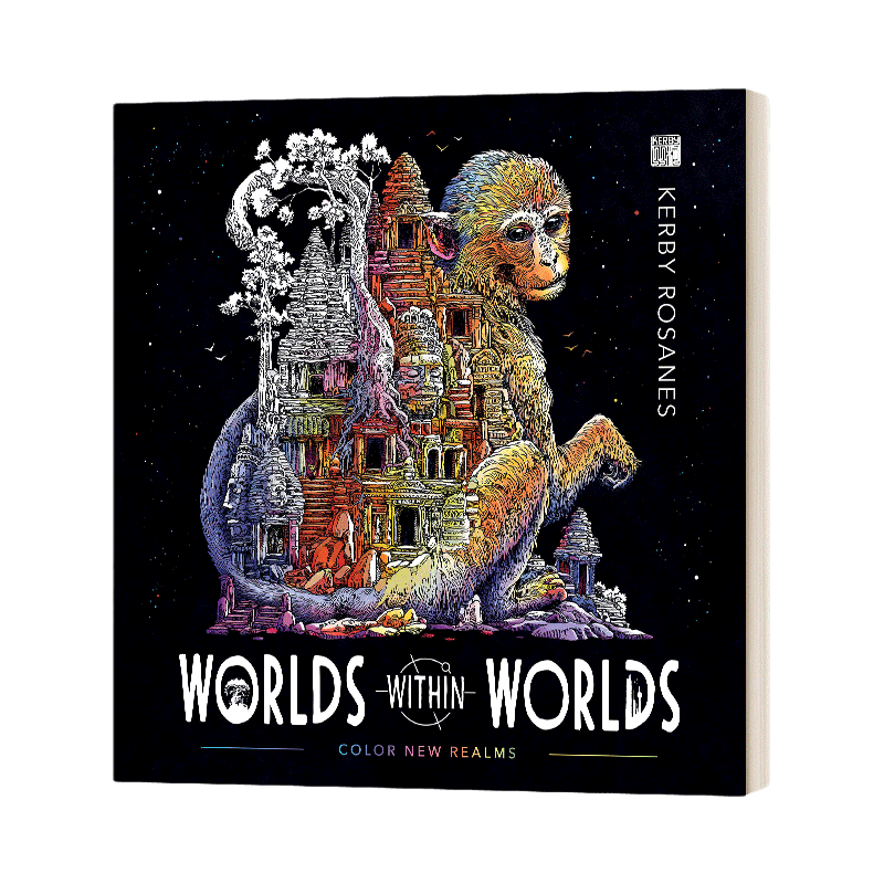 英文原版 Worlds Within Worlds 世界中的世界 涂色书 英文版 进口英语原版书籍