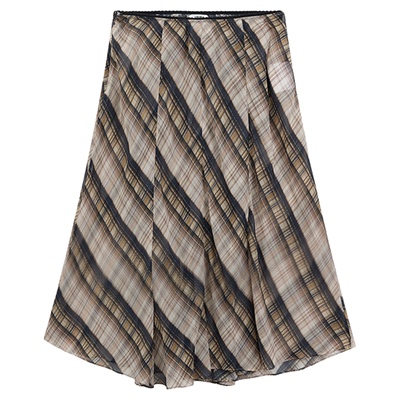 桑蚕丝半透叠褶半身裙