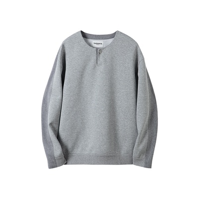 THESSNCE免水洗针梭拼接弹力牛仔风格休闲宽松套头男士秋冬卫衣