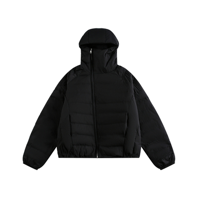 排骨纹连帽羽绒服男女宽松