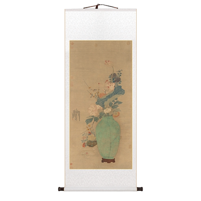 名家古典花卉卷轴挂画岁朝清供图
