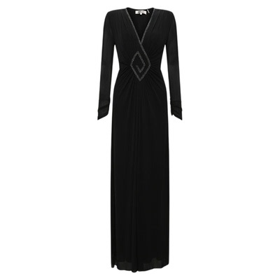 DVF黑色弹力网纱宴会连衣裙