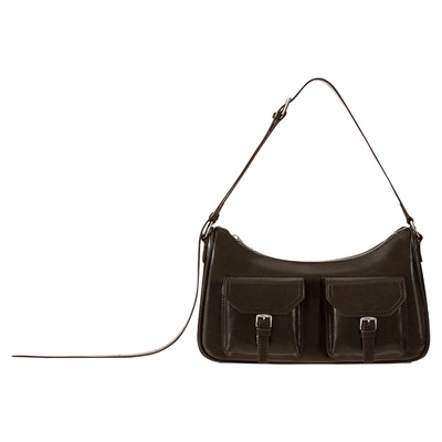 复古深棕弧形带扣迷你乔伊包