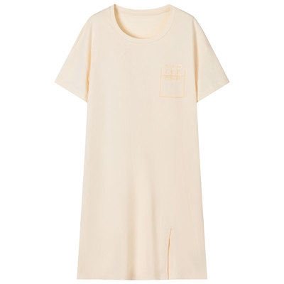 舒雅女士纯棉带胸垫连衣裙睡裙