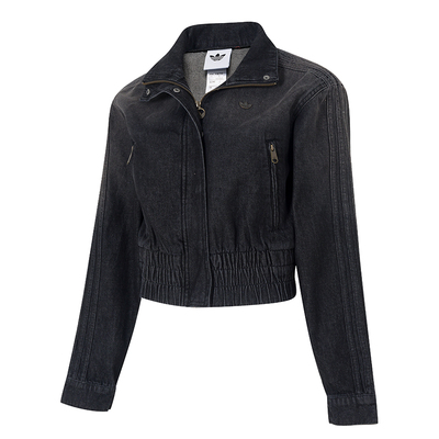 阿迪达斯女短款立领牛仔夹克外套