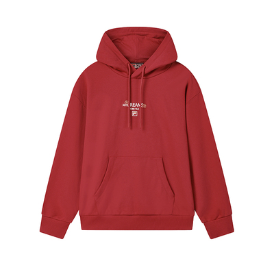 马上起飞FILA斐乐男女连帽卫衣2026春新款情侣海棠花红色新年上衣