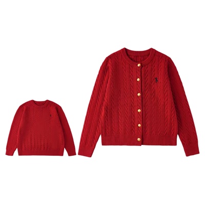 红色亲子装毛衣圣诞母女过拜年服