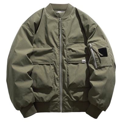 潮牌棒球领棉服外套男