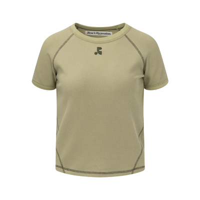 RR华夫格logo刺绣插肩短袖T恤