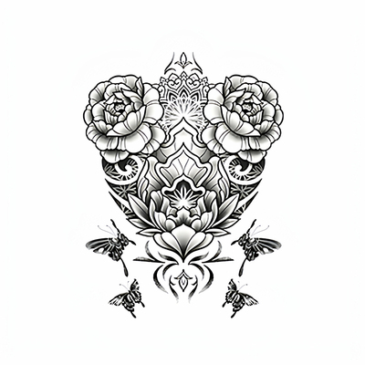 莲花图腾小蛮腰夏季露背纹身贴纸